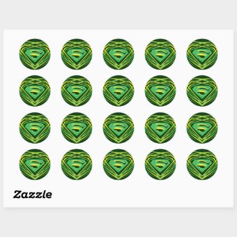 Superman Stylized | Green Decorative Logo Classic Round Sticker | Zazzle