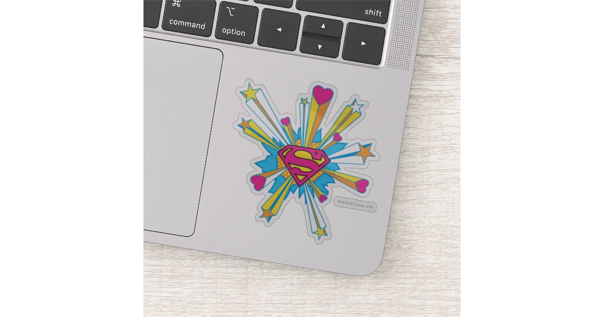 Superman Stylized | Pink with Hearts Logo Sticker | Zazzle