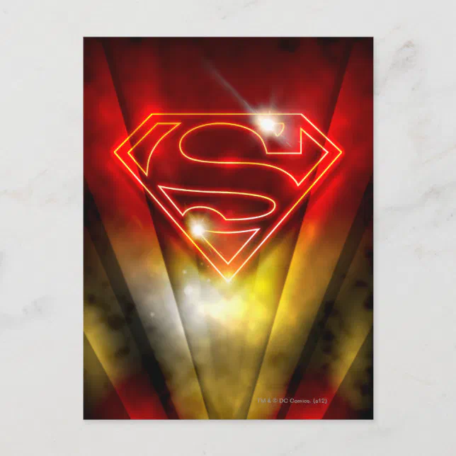 Superman Stylized | Shiny Red Outline Logo Postcard | Zazzle