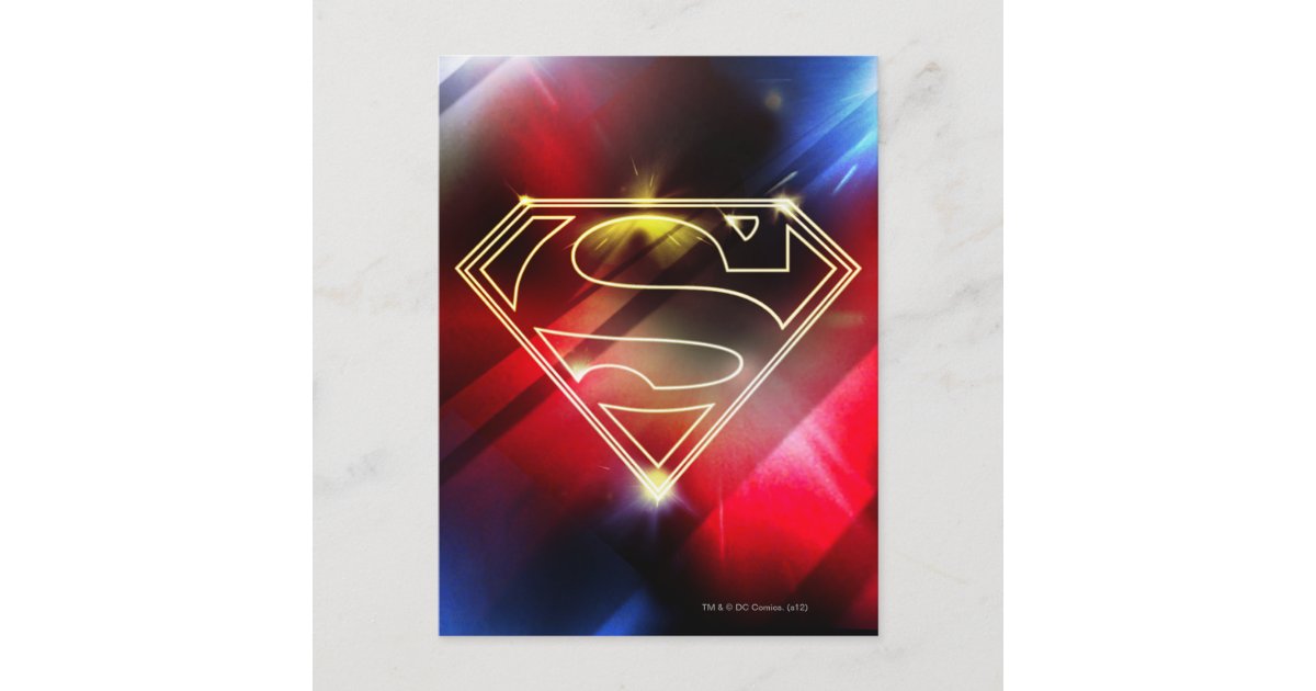 Superman Stylized | Shiny Yellow Outline Logo Postcard | Zazzle