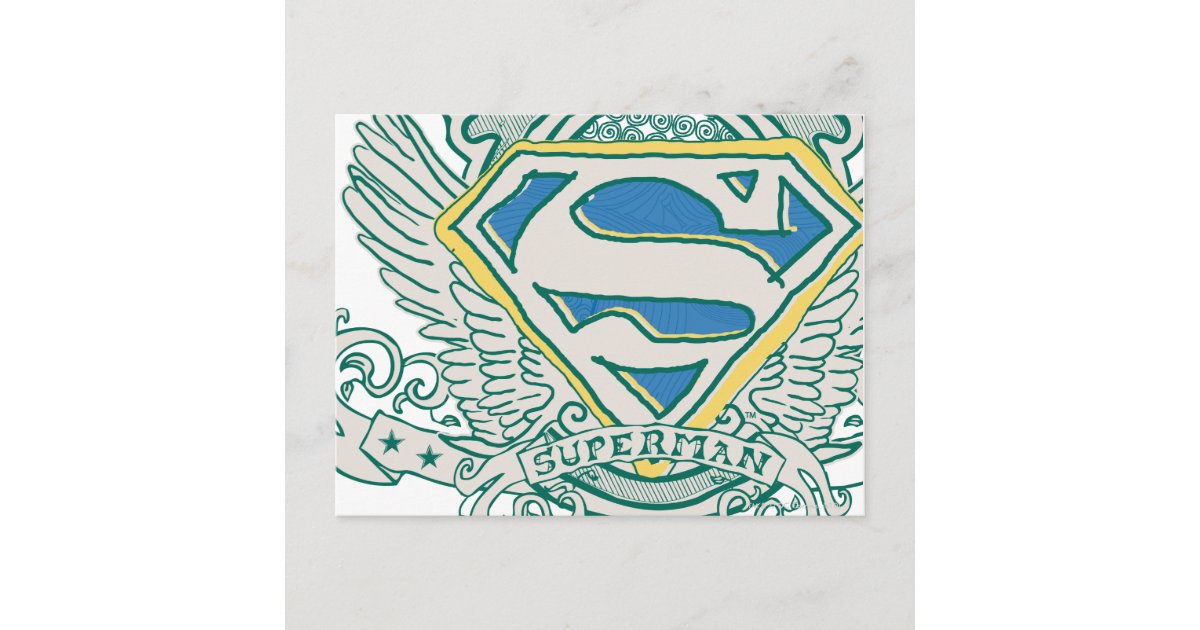 Superman Stylized | Sketched Crest Logo Postcard | Zazzle