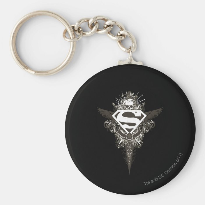 Superman Stylized | Star and Skull White Logo Keychain | Zazzle.com