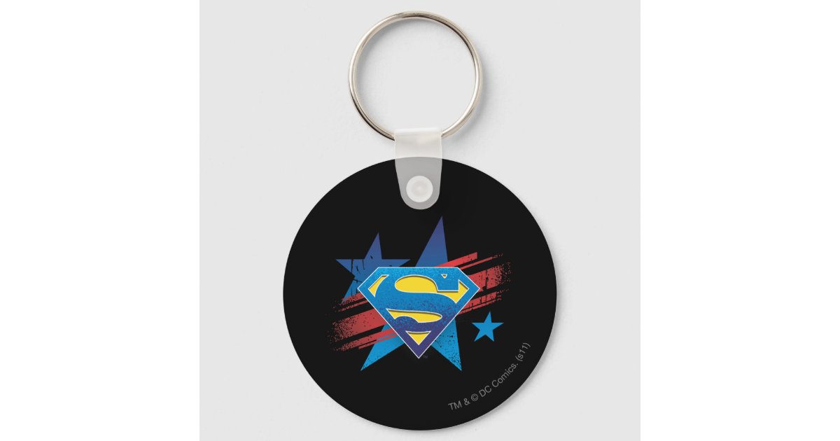 Superman Stylized | Stars and Stripes Logo Keychain | Zazzle