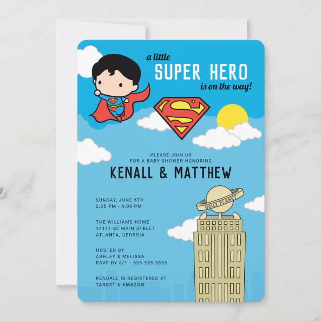 Superman Super Hero Baby Shower Invitation | Zazzle
