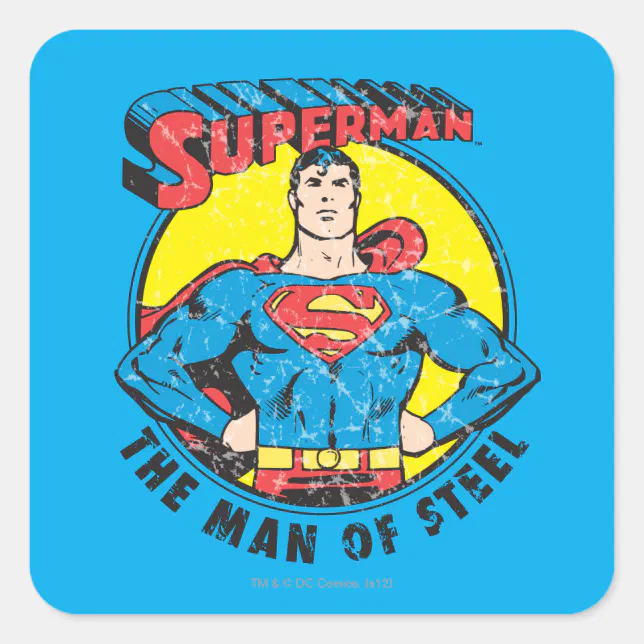 Superman The Man of Steel Square Sticker | Zazzle