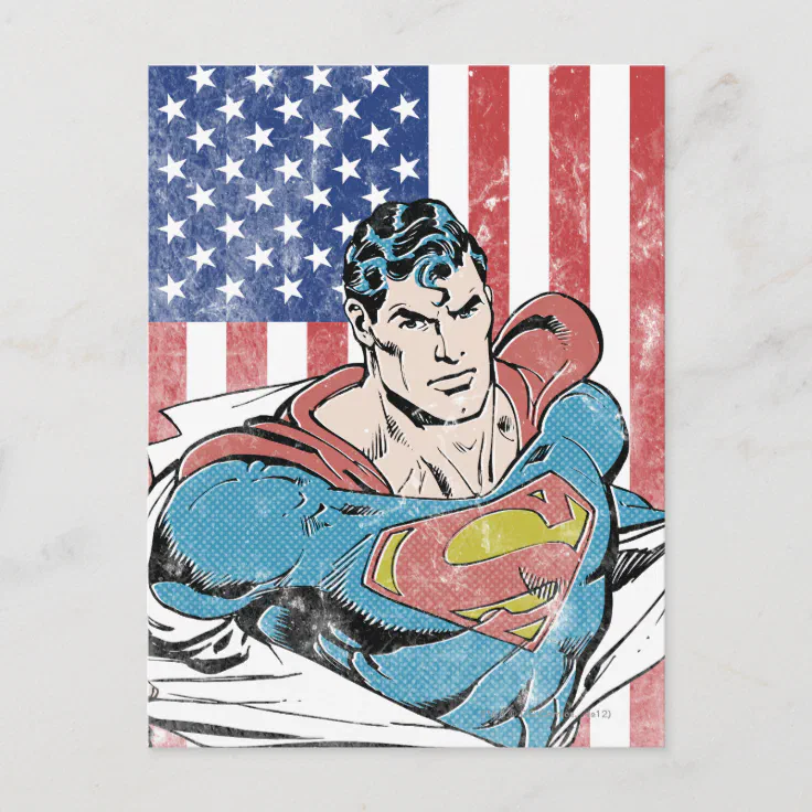 Superman & US Flag Postcard | Zazzle