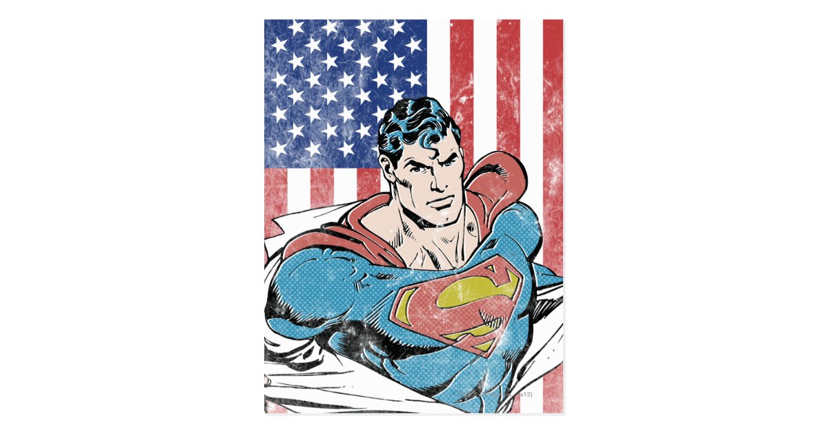 Superman & US Flag Postcard | Zazzle.com
