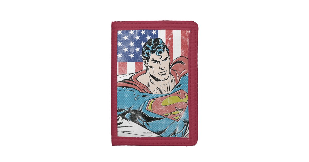 Superman & US Flag Tri-fold Wallet | Zazzle