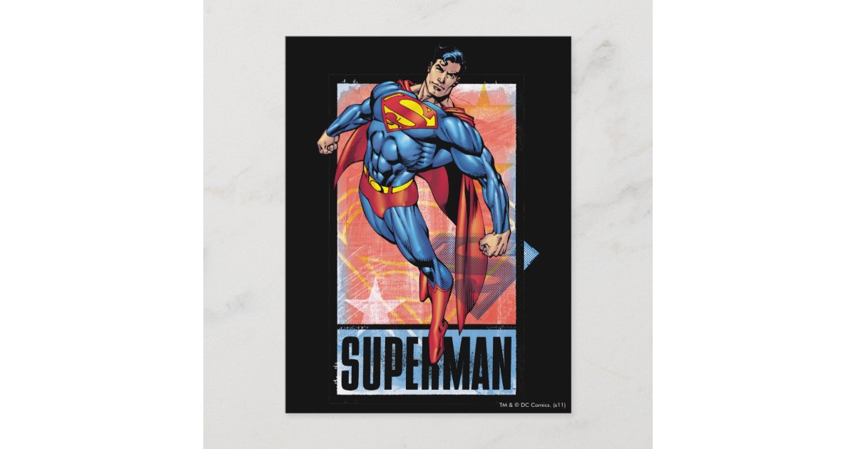 Superman with dark border postcard | Zazzle