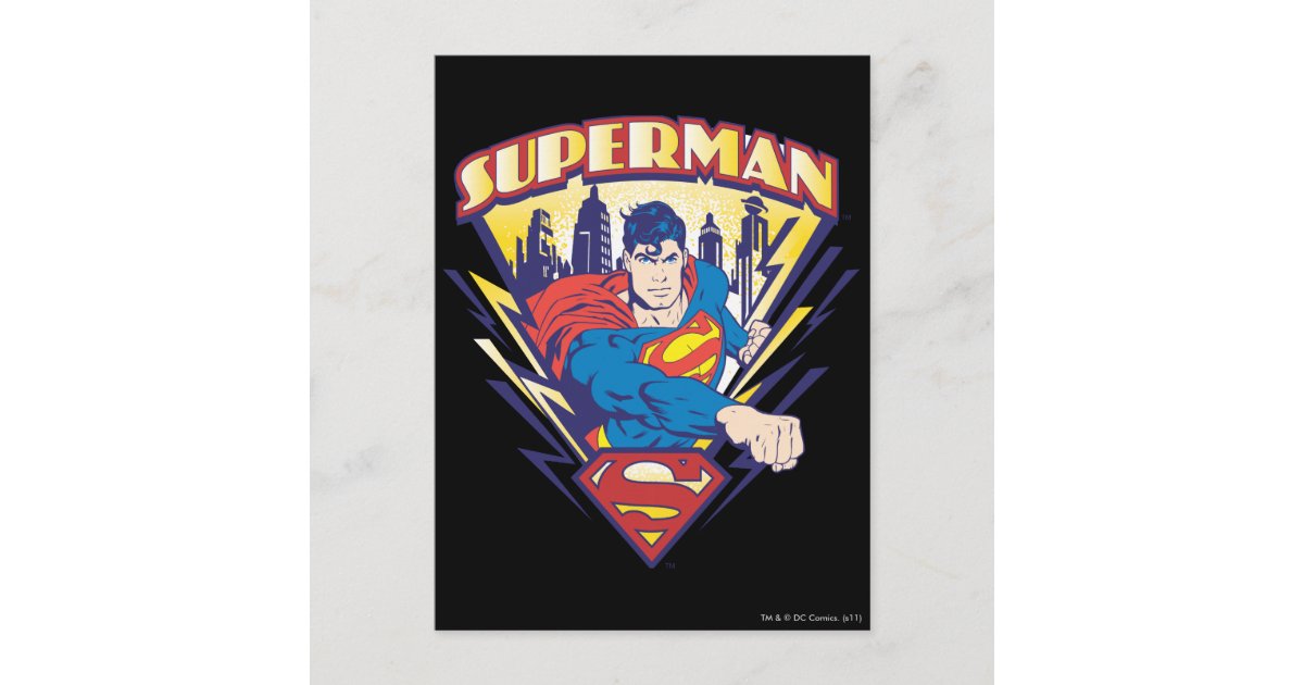Superman with Electricity Postcard | Zazzle