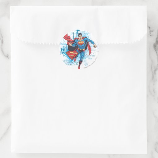 Superman with Logo Classic Round Sticker | Zazzle