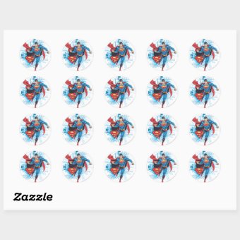 Superman with Logo Classic Round Sticker | Zazzle