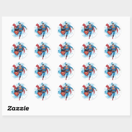 Superman with Logo Classic Round Sticker | Zazzle