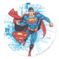 Superman with Logo Classic Round Sticker | Zazzle