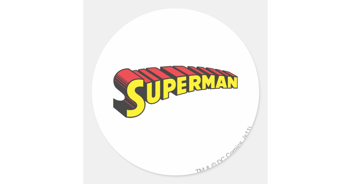 Superman | Yellow Red Letters Logo Classic Round Sticker | Zazzle