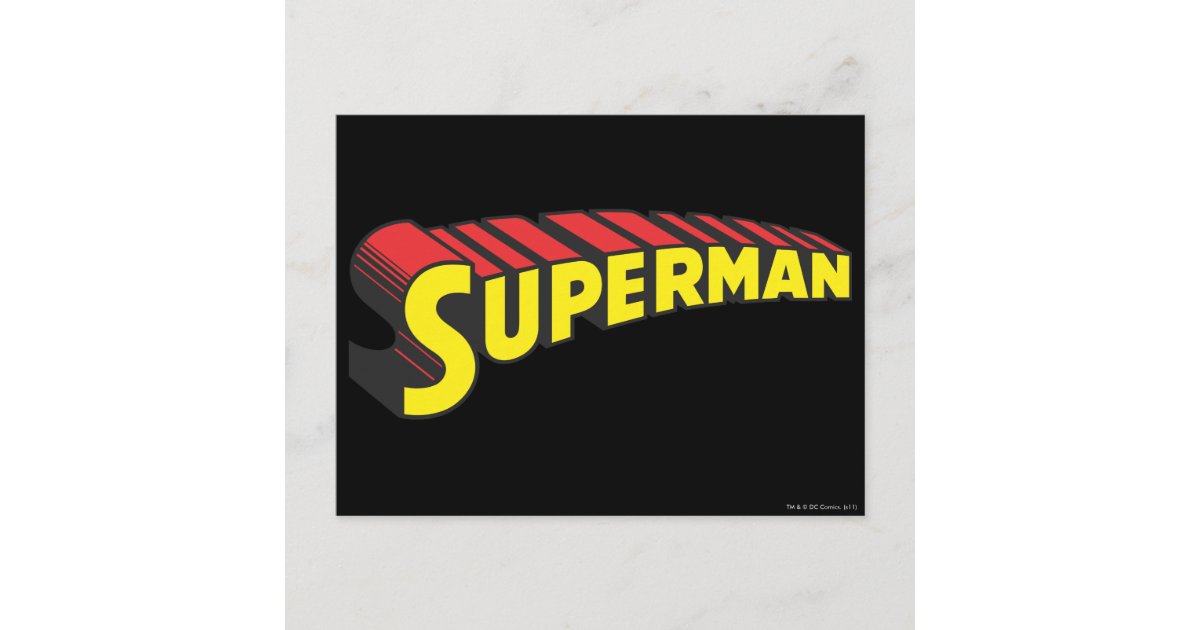 Superman | Yellow Red Letters Logo Postcard | Zazzle