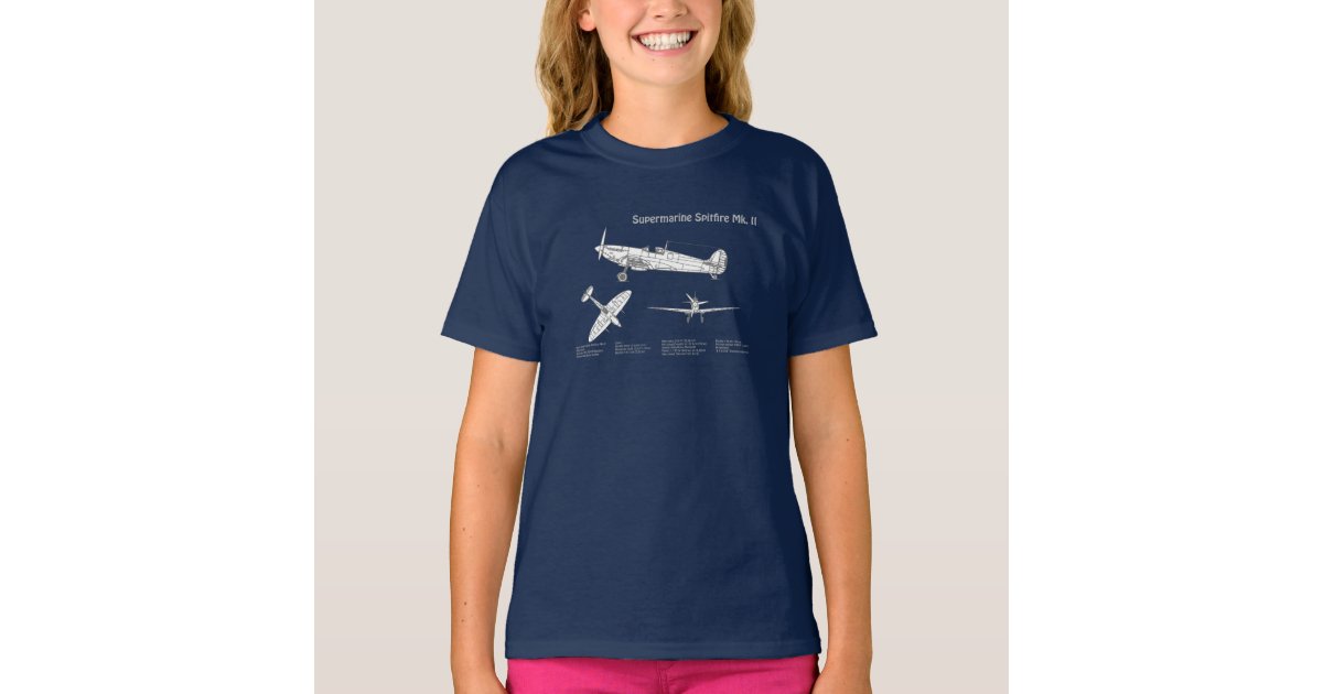 Supermarine Spitfire - Airplane Blueprint ABD T-Shirt | Zazzle
