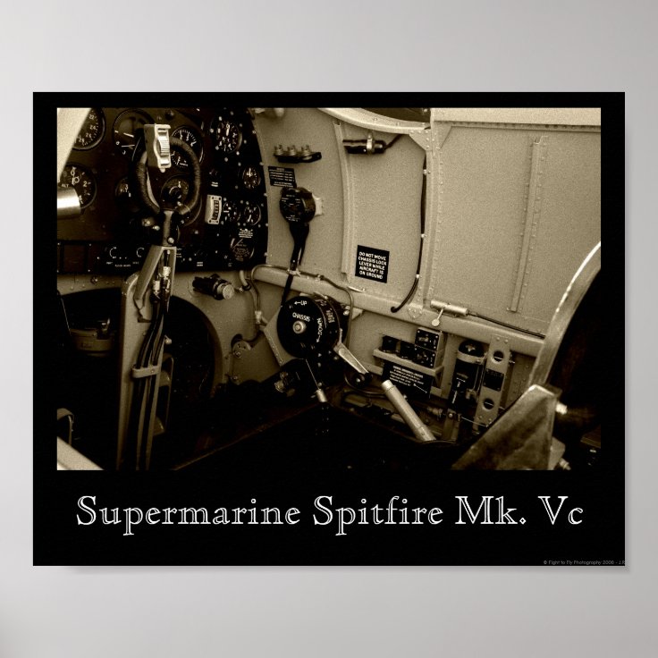 Supermarine Spitfire Cockpit Poster | Zazzle