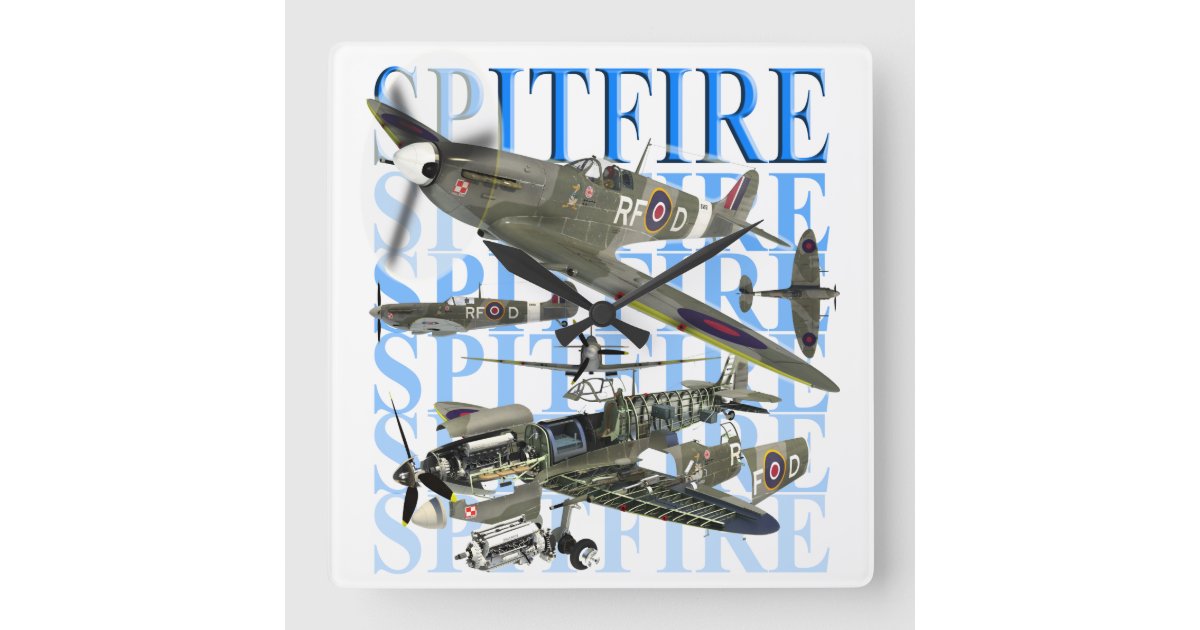 Supermarine Spitfire Square Wall Clock | Zazzle