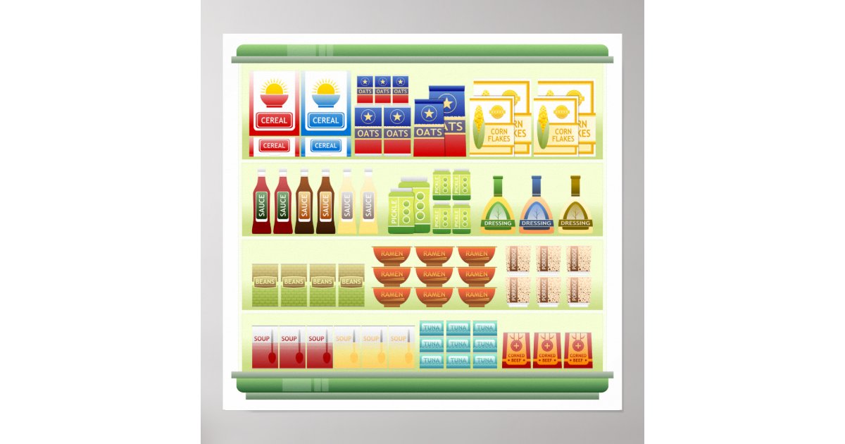 Supermarket Goods Shelf Poster | Zazzle
