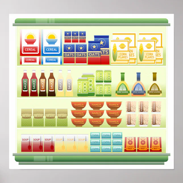 Supermarket Goods Shelf Poster | Zazzle