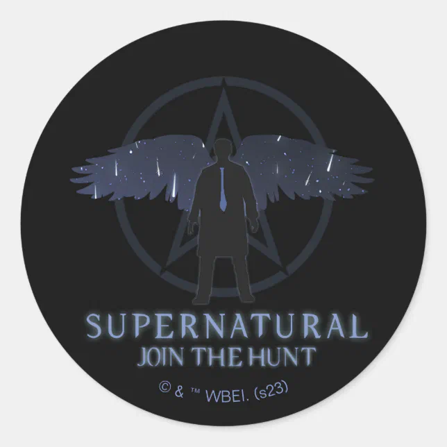 Supernatural Castiel Falling Stars Graphic Classic Round Sticker | Zazzle