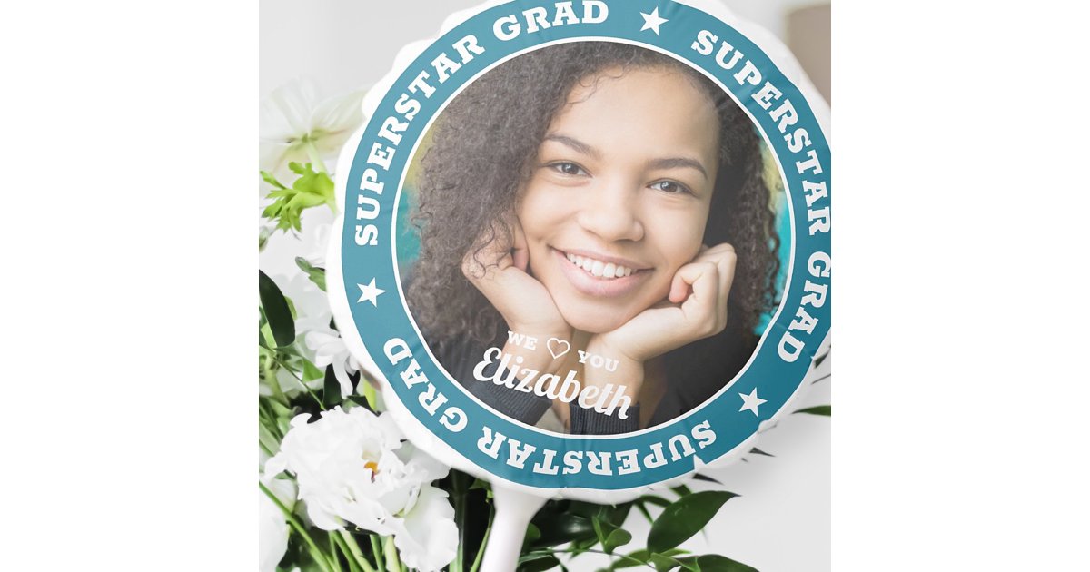 Superstar Grad Graduation Modern Custom Photo Balloon | Zazzle