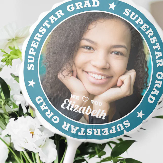 Superstar Grad Graduation Modern Custom Photo Balloon | Zazzle