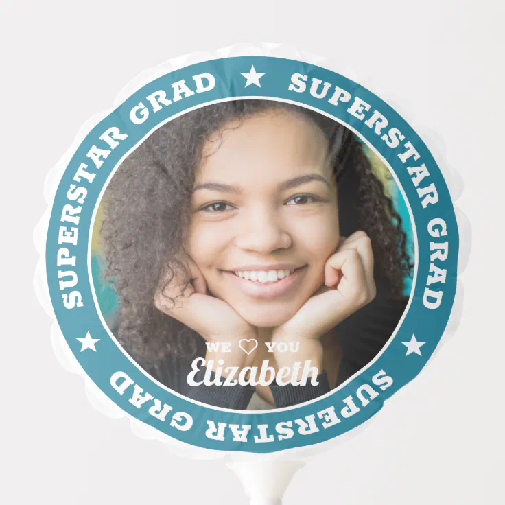 Superstar Grad Graduation Modern Custom Photo Balloon | Zazzle