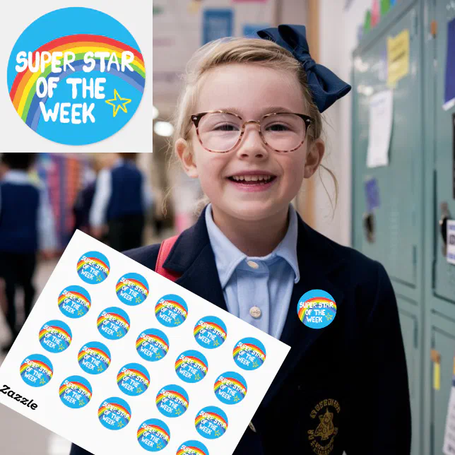 Superstar star pupil of the week amazing student classic round sticker ...