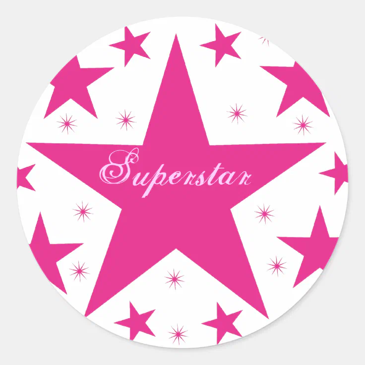 Superstar Stickers, Pink Classic Round Sticker | Zazzle