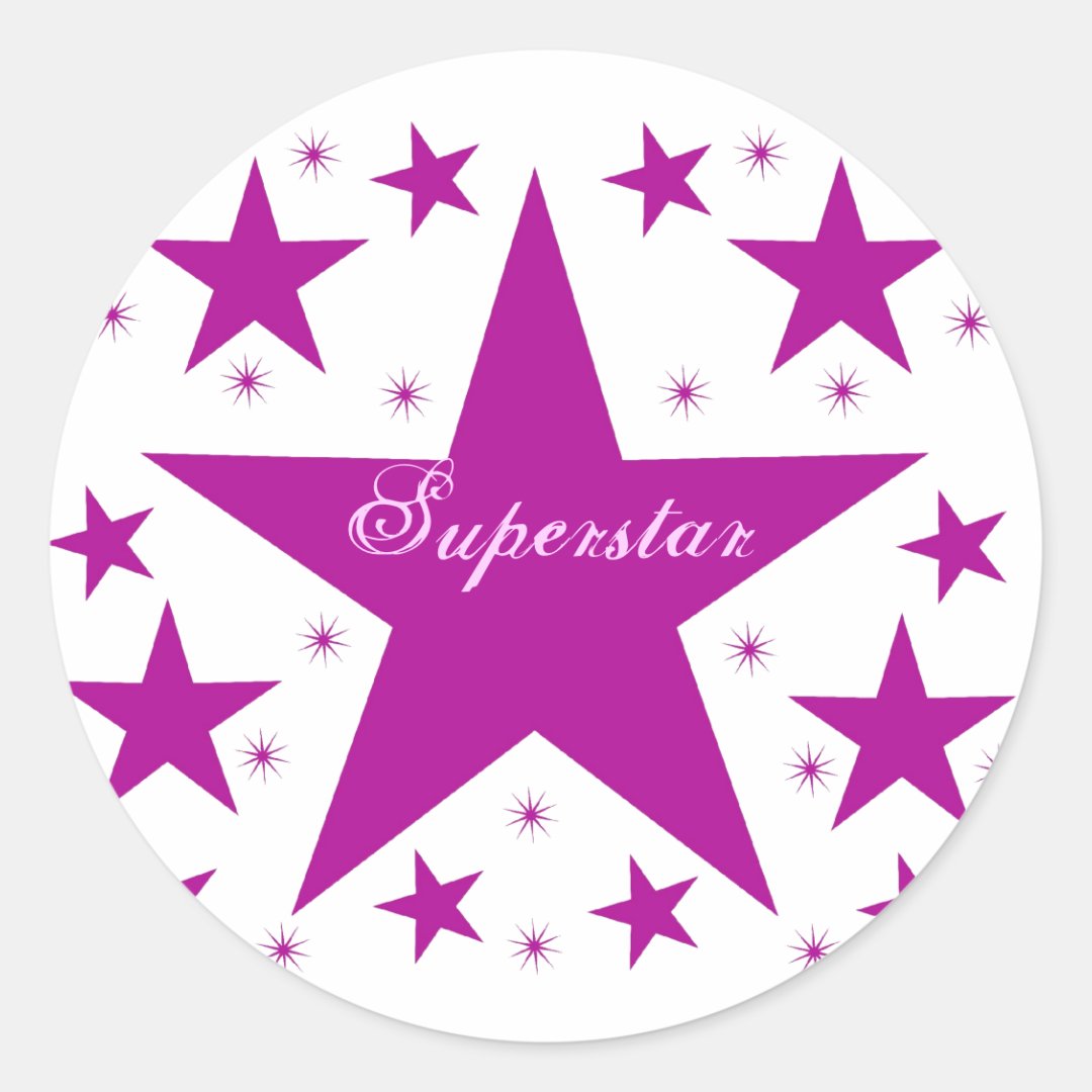 Superstar Stickers, Purple Classic Round Sticker | Zazzle