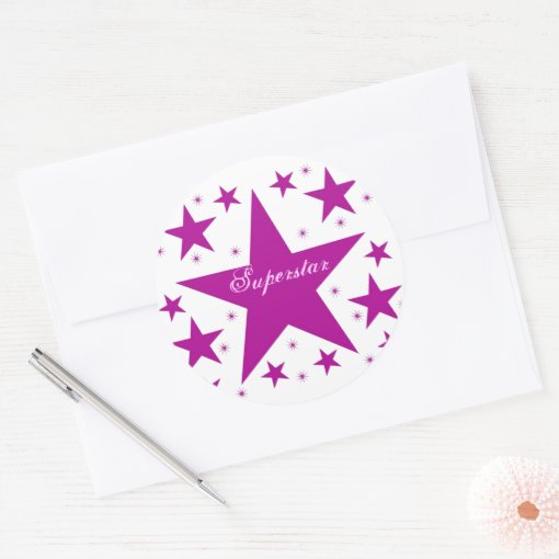 Superstar Stickers, Purple Classic Round Sticker | Zazzle