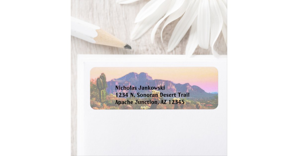 Superstition Mountain Arizona Desert Scenery Label | Zazzle