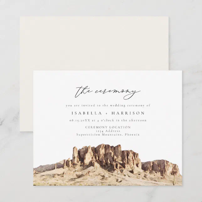 SUPERSTITION MOUNTAIN Desert Wedding Ceremony Invitation | Zazzle