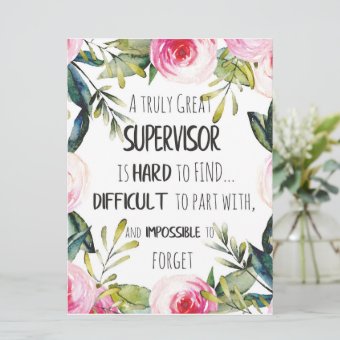 Supervisor Appreciation Thank you Quote Boss Card | Zazzle