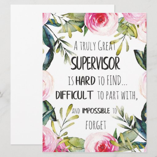 Supervisor Appreciation Thank you Quote Boss Card | Zazzle