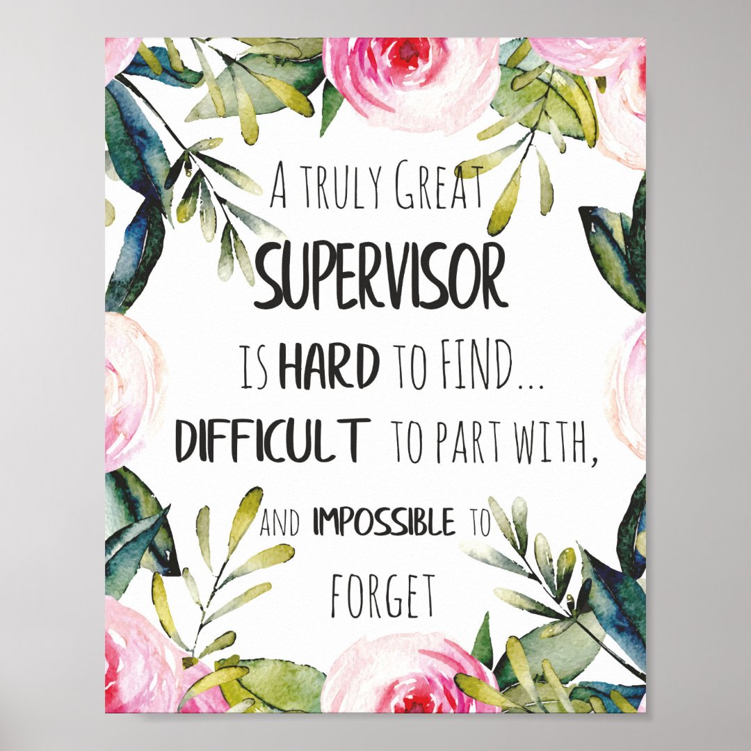 Supervisor Appreciation Thank you Quote Boss Poster | Zazzle