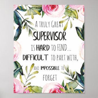Supervisor Appreciation Thank you Quote Boss Poster | Zazzle