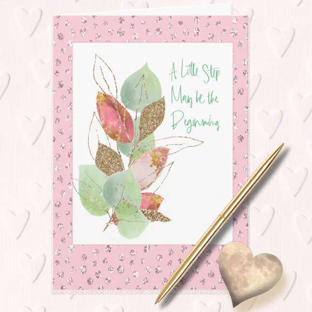 Support and Encouragement Glitter Pink Gold Card | Zazzle