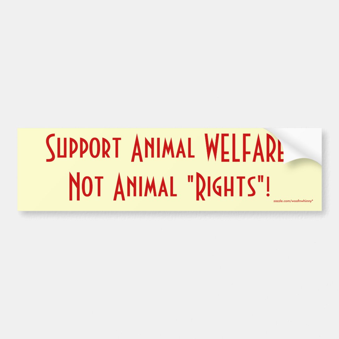 Support Animal WELFARE, Not Animal "Rights"! Bumper Sticker | Zazzle