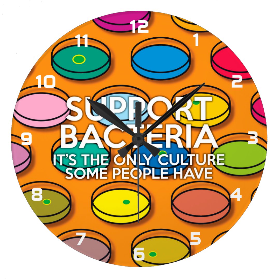 SUPPORT BACTERIA Fun Medical Science Large Clock | Zazzle