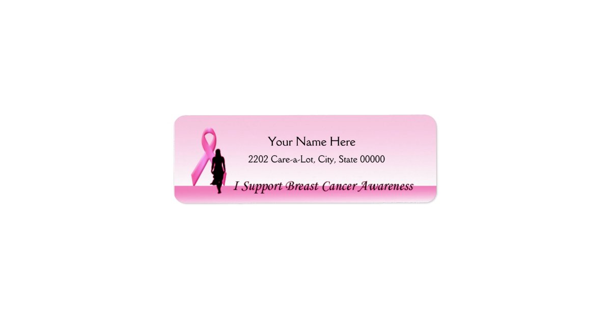 Support Breast Cancer Awareness Return Address 3 Label | Zazzle