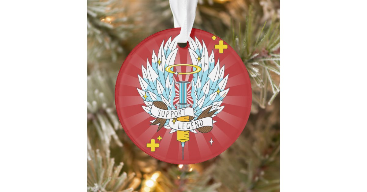 Support Legend Gamer Red Winged Syringe Cartoon Ornament | Zazzle