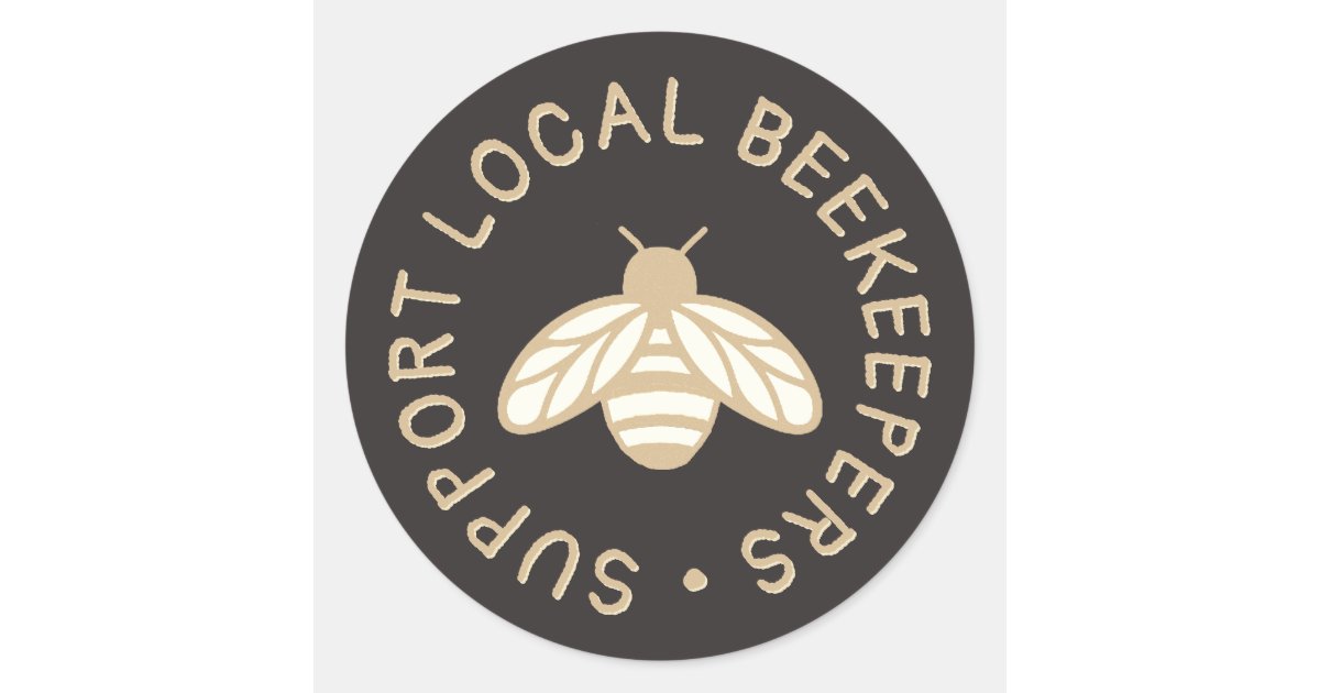 Support Local Beekeepers Cute Honeybee Icon Honey Classic Round Sticker ...