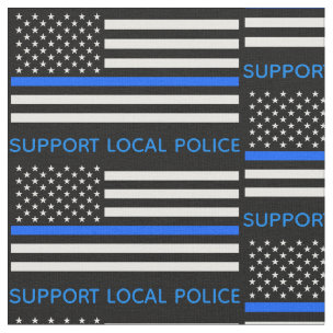 Support Police Officers Thin Blue Line Fabric | Zazzle