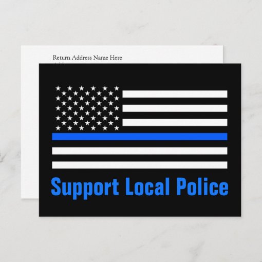 Support Local Police Thin Blue Line Postcard | Zazzle