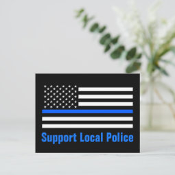Support Local Police Thin Blue Line Postcard | Zazzle