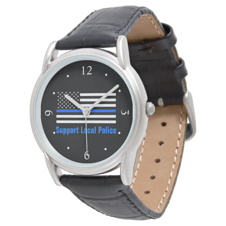 Support Local Police Thin Blue Line Watch | Zazzle