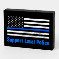 Support Local Police Thin Blue Line Wooden Box Sign | Zazzle